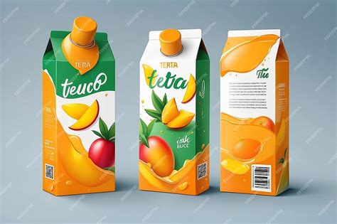 Premium Photo Juice Tetra Pack Mango Fruit Juice Packaging Template
