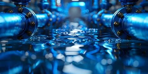 Canos que fluem sem interrupções para distribuir a água num sistema