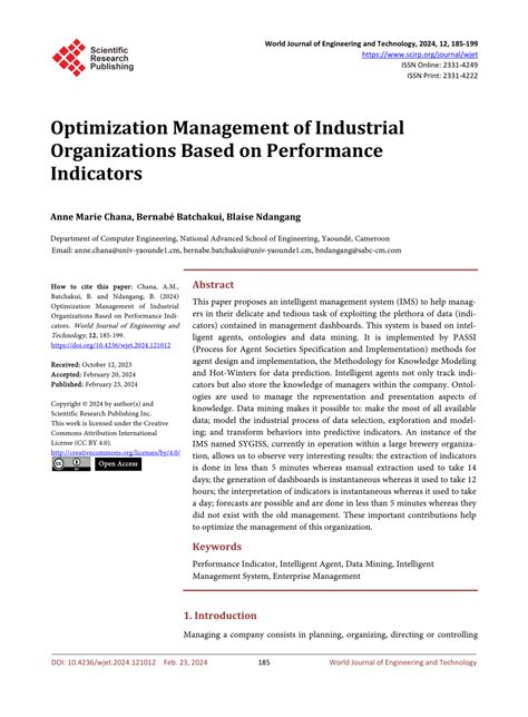PDF Optimization Management Of Industrial Organizations Based On Performance Indicators