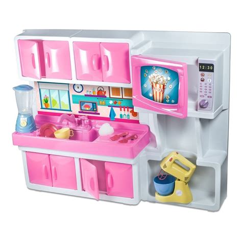 Cozinha Infantil Completa Rosa Pia Microonda Sai Água Submarino