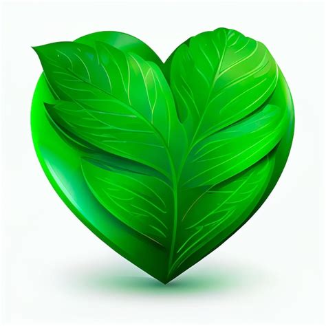 Bonita ilustración de corazón verde con fondo aislado Foto Premium