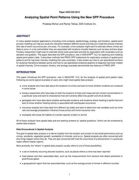 pdf analyzing spatial point patterns using the new spp procedure