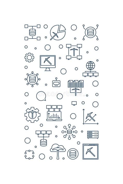 Data Mining Vertical Banner In Thin Line Style Database Systems