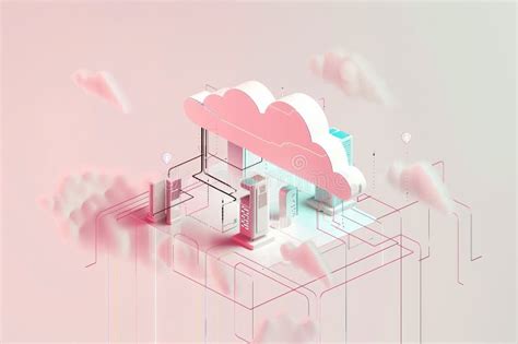 Cloud Computing Isometric Concept 3d Rendering 3d Illustration Stock