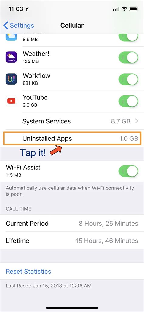 This Tweak Breaks Down Cellular Data Usage From Uninstalled Apps
