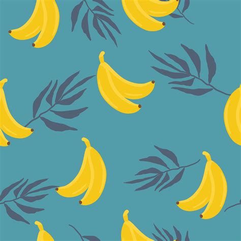 Cartoon Seamless Pattern With Bananas On Background Tropical Trendy