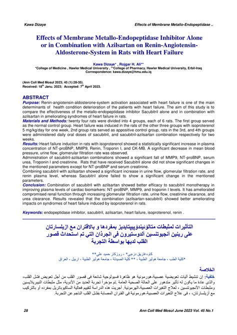 Pdf Effects Of Membrane Metallo Endopeptidase Inhibitor Alone Or In