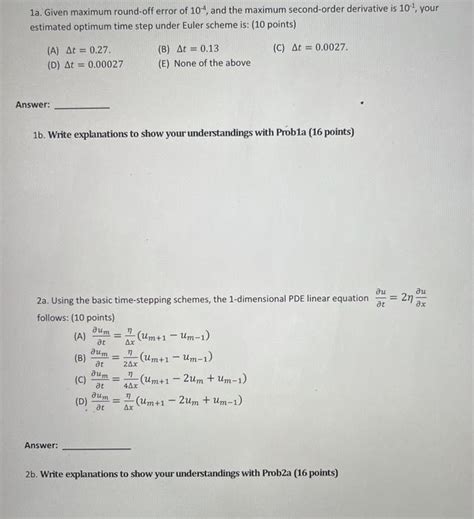 Solved 1a Given Maximum Round Off Error Of 104 And The
