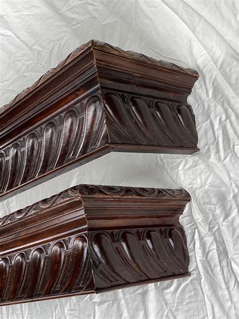 Get Pair Of Carved Wood Window Cornices Or Window Valances For Sale At