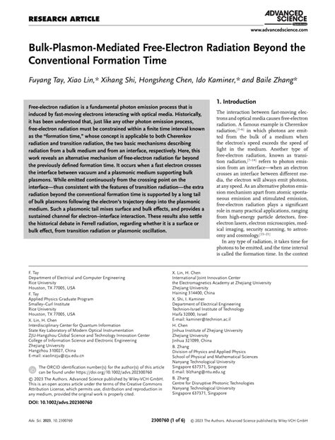 Pdf Bulk‐plasmon‐mediated Free‐electron Radiation Beyond The
