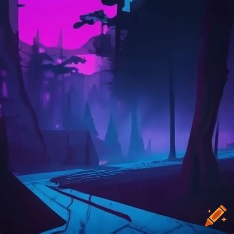 Synthwave Inspired Forest Artwork On Craiyon