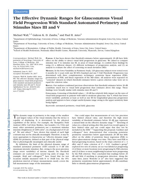 Pdf The Effective Dynamic Ranges For Glaucomatous Visual Field Progression With Standard