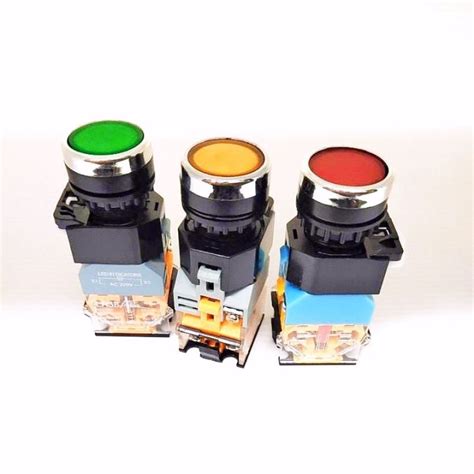Push Button ปมสวตชกดตด กดดบ LA38 11DT 22มล มไฟโชว 24VDC 220VAC