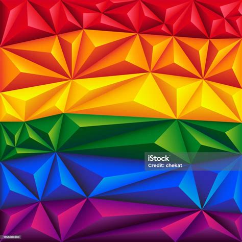 Lgbt 플래그의 다채로운 무지개 줄무늬의 형태로 추상적 인 다각형 배경 Lgbt 다각형 플래그 패턴에 대한 스톡 벡터 아트 및