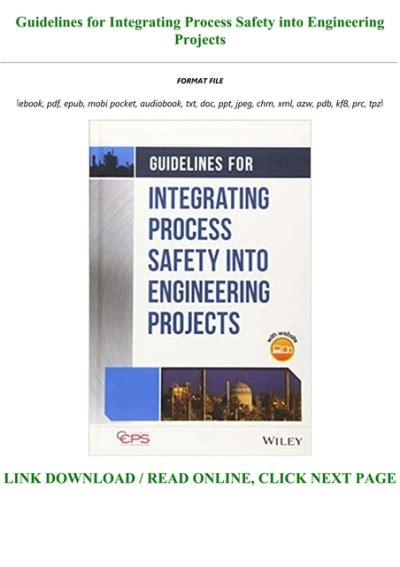 download [pdf] guidelines for integrating process safety into