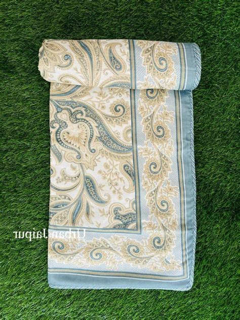 Paisley Print Mulmul Cotton Dohar For Single Bed 6090 Grey Blue