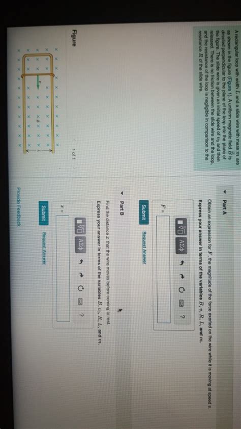 Solved Part A A Rectangular Loop With Width And A Slide Wire Chegg