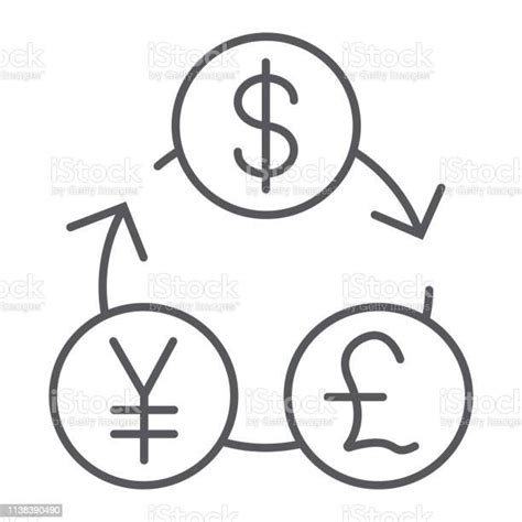 貨幣兌換細線圖示 金融和銀行 貨幣符號 向量圖形 在白色背景的線性圖案向量圖形及更多10號圖片 10號 互聯網 儲蓄 Istock