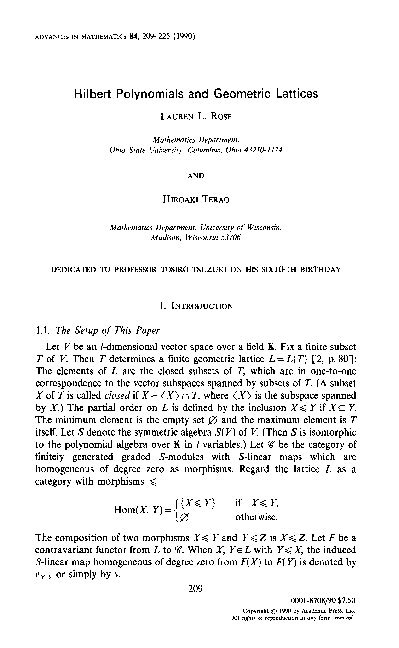 pdf hilbert polynomials and geometric lattices