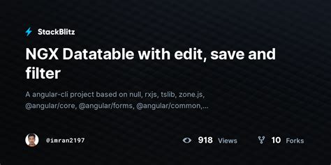 Ngx Datatable With Edit Save And Filter Stackblitz