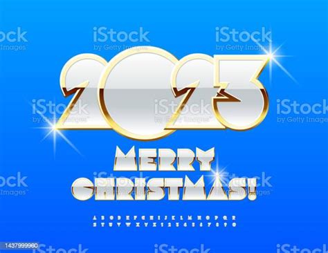 벡터 럭셔리 인사말 카드 메리 크리스마스 2023 진주와 황금 알파벳 문자와 숫자 세트 겨울에 대한 스톡 벡터 아트 및 기타