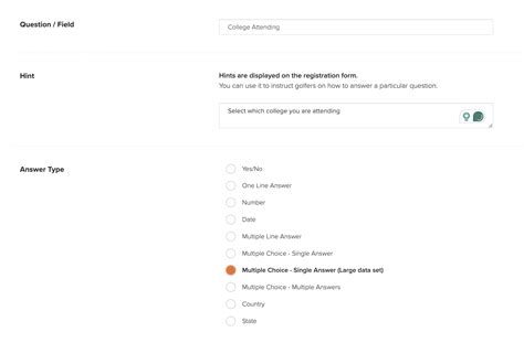 Multiple Choice Single Answer Large Data Set Custom Field