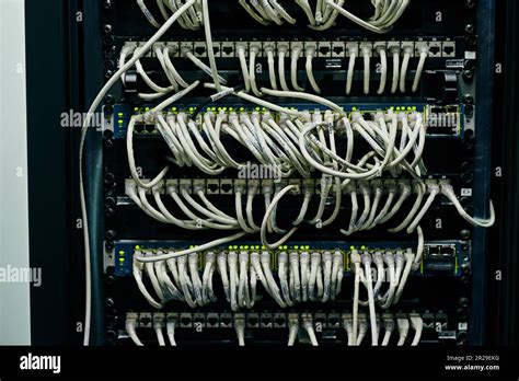 Server Room Empty Or Cables For Internet Connection Cloud Computing Network Or Cyber Security