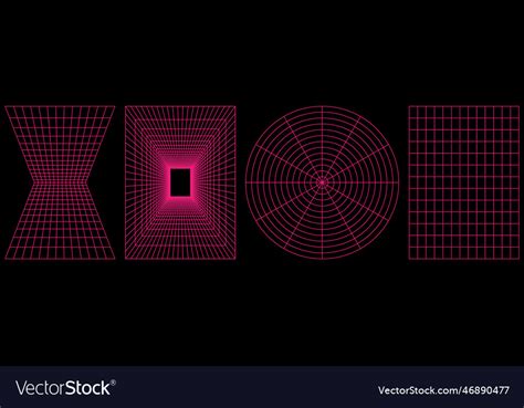 Set Of Geometry Wireframe Grid Backgrounds Vector Image