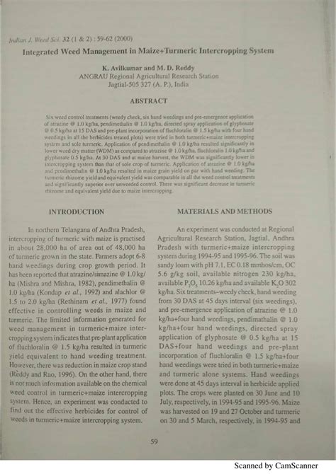Pdf Integrated Weed Management In Maize Turmeric Intercropping System