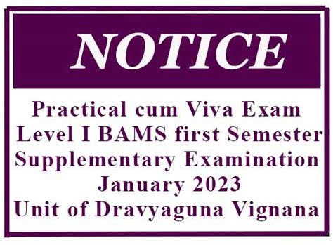 Practical Cum Viva Examination Level I BAMS First Semester