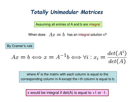 Ppt Totally Unimodular Matrices Powerpoint Presentation Free