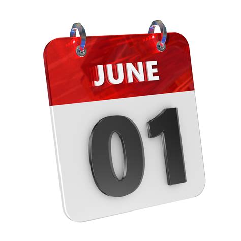 June 1 Date 3d Icon Isolated Shiny And Glossy 3d Rendering Month Date