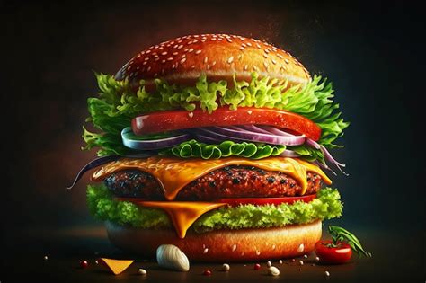 Premium Photo Lots Of Green Lettuce Ketchup And Thick Beef Burger In