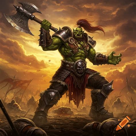 Iamalegreenorcwarriorwithaxe Created On Craiyon