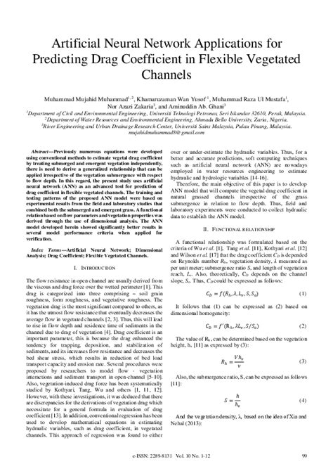 Pdf Artificial Neural Network Applications For Predicting Drag