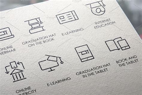 Distance Education Thinline Icons