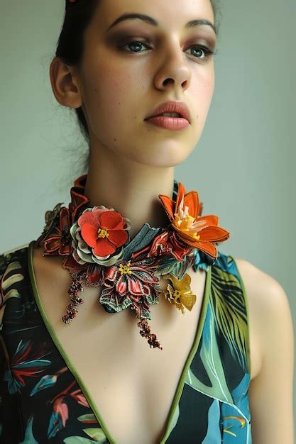 Premium Ai Image Woman Wearing Accessories Made From Recycled Or