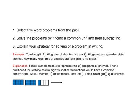 Subtracting Mixed Numbers With Like Denominators Worksheet Printable