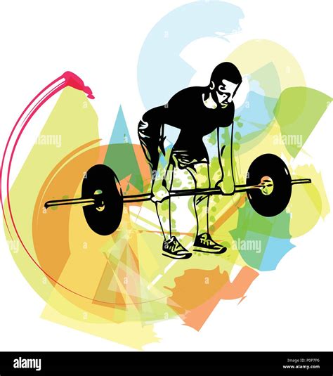 Weightlift Workout At The Gym With Barbell Vector Illustration Stock