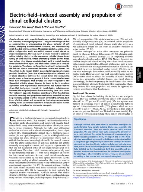 Pdf Electric Fieldinduced Assembly And Propulsion Of Chiral