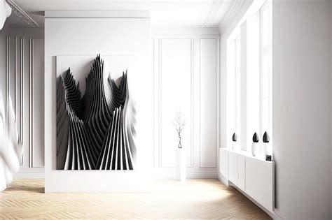 Premium Photo Abstract Interior E In Form Of D Rendering Minimal Room With Ribbed And Steed