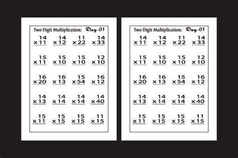 Math Two Digit Multiplication Worksheets Graphic By Creative Design