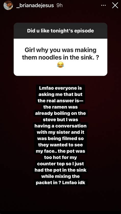 Briana Dejesus Explains Why She Was Making Noodles In The Sink In Teen