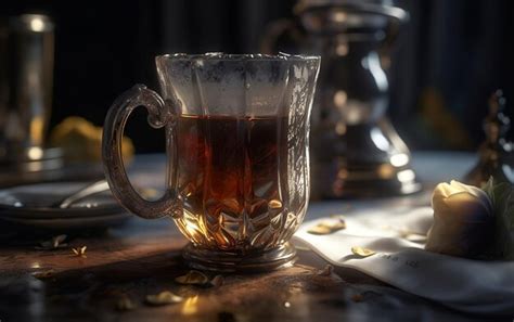 Premium Ai Image An Antique Glass Cup Of Tea