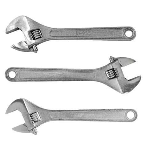 3pc Adjustable Spanner 8 10 12 200mm Wrench Monkey Pipe Plumbers
