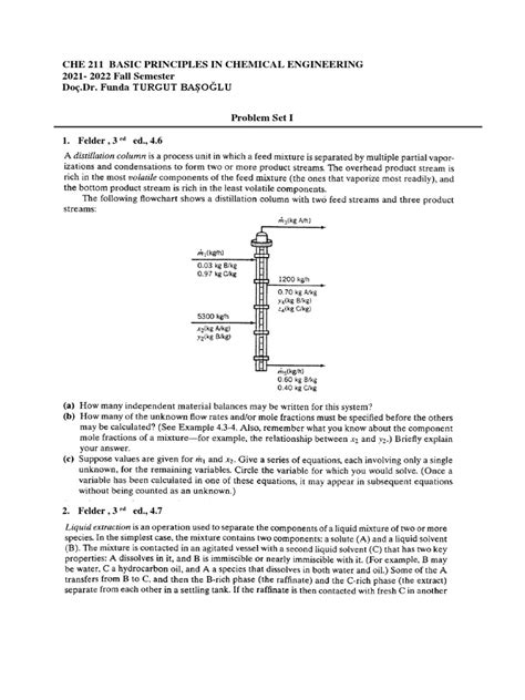 Che 211 Basic Principles Problem Set Pdf Solubility Gases