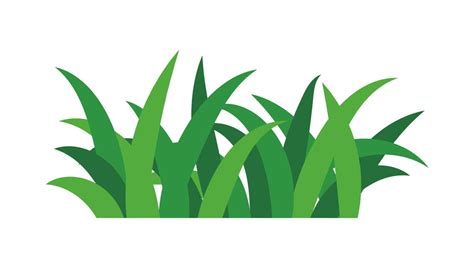 Natural Green Grass Bushes Decorate Environmental Ecology Cartoon Scene