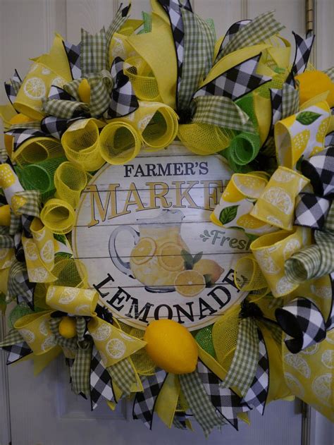 Lemon Everyday Wreath For Front Door Or Porch Summer Lemon Wreath