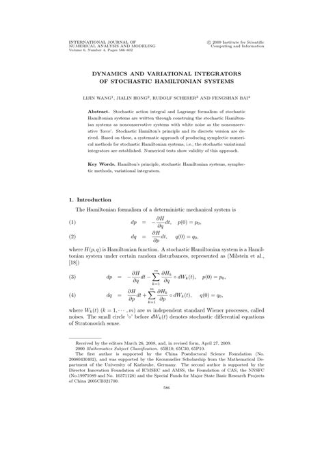 Pdf Dynamics And Variational Integrators Of Stochastic Hamiltonian