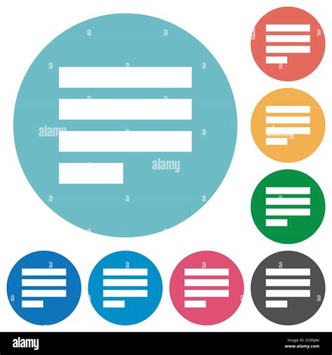 Flat Text Align Justify Last Row Left Icon Set On Round Color